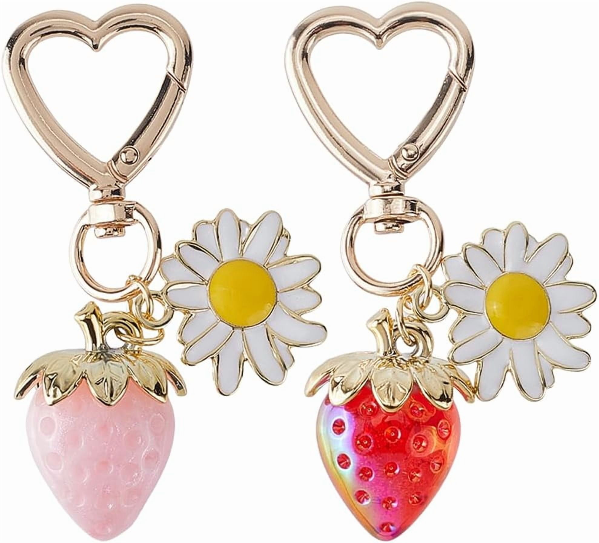 1 Box 2Pcs 2 Colors Strawberry Keychain Bulk s Bag Charms Alloy Red ...