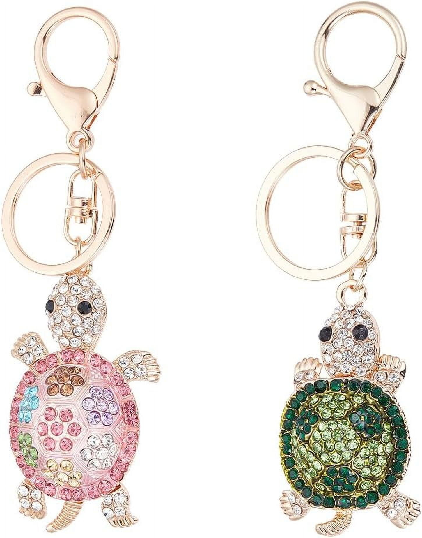 1 Box 2Pcs 2 Styles Turtle Key Chains Women Rhinestone Charm Keychain ...