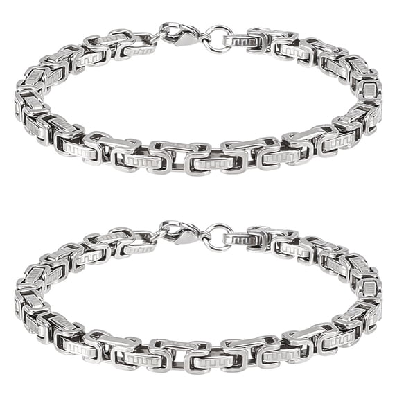 1 Box 2Pcs 201 Stainless Steel Chain Bracelets Set Stainless Steel ...