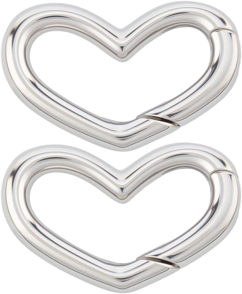1 Box 2Pcs 925 Sterling Silver Heart O Rings Spring Gate Ring Love ...