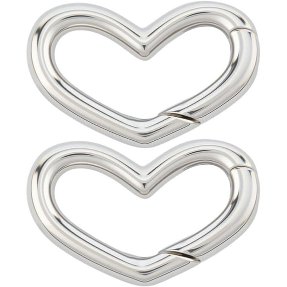 1 Box 2Pcs 925 Sterling Silver Heart O Rings Spring Gate Ring Love ...