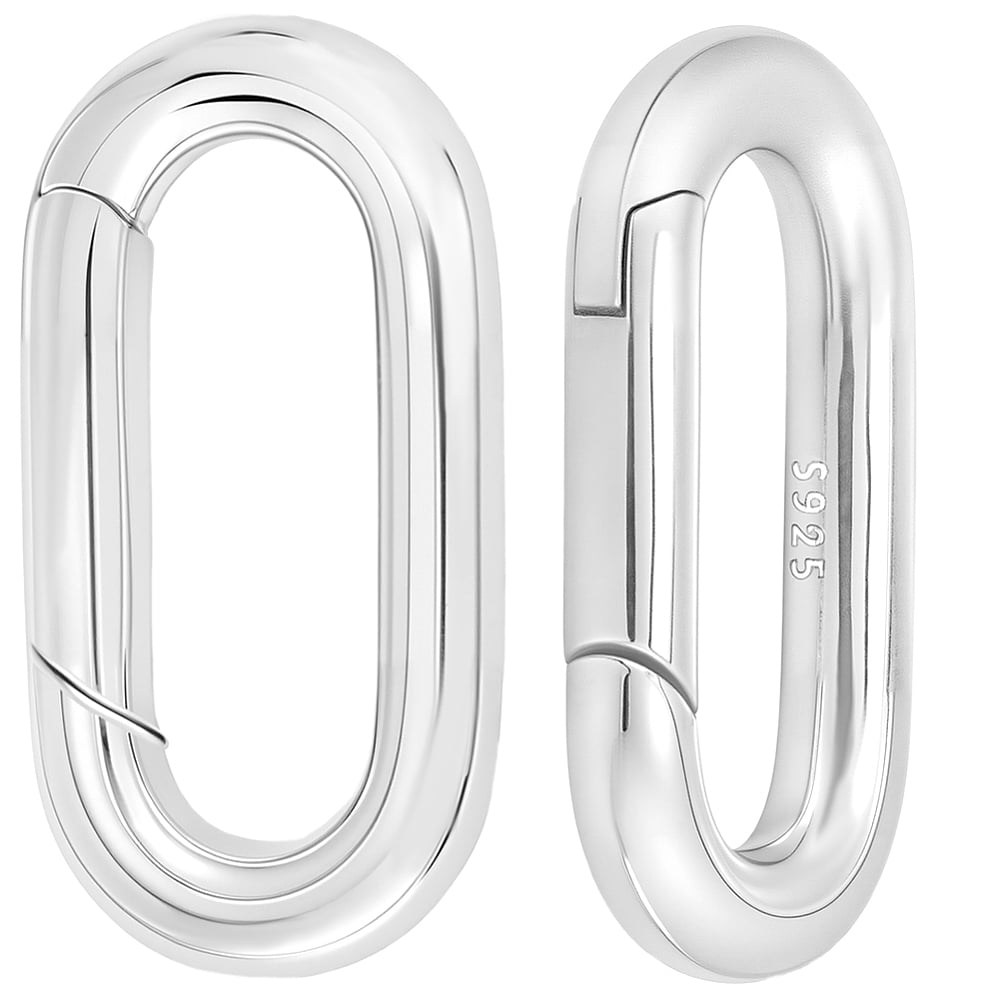 1 Box 2Pcs 925 Sterling Silver Ring Clip Oval Spring Gate Rings Bulk ...