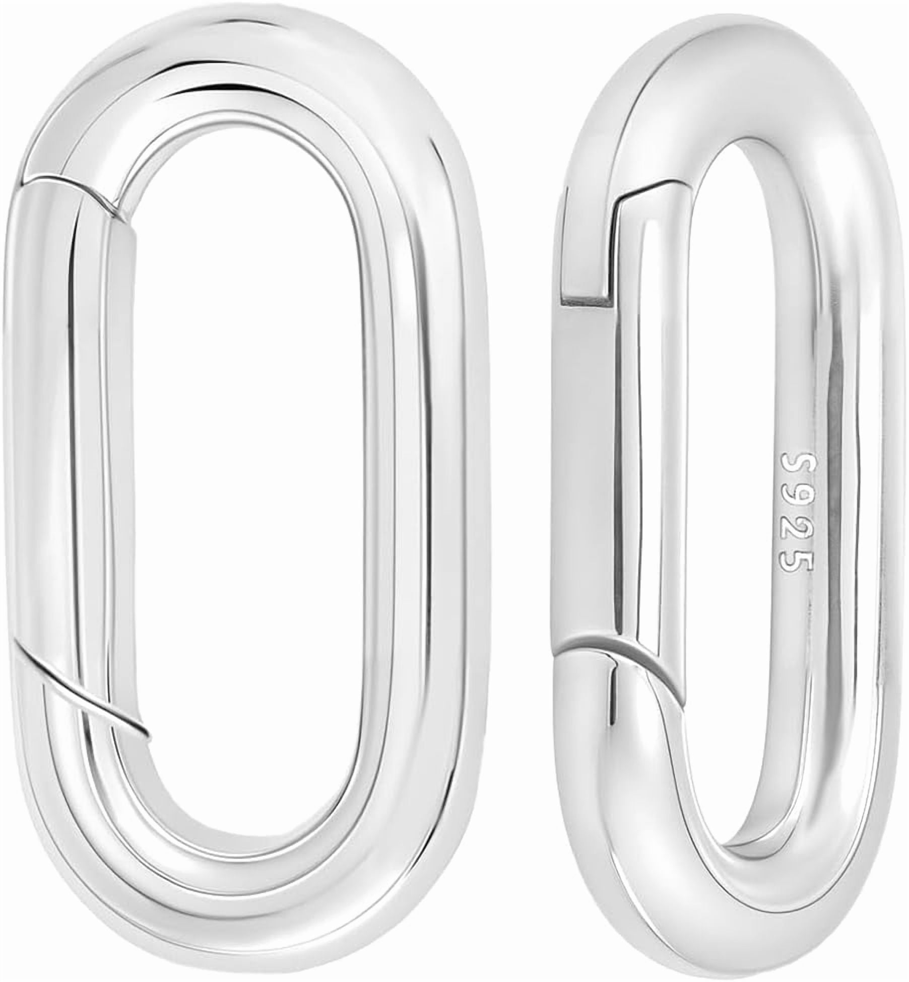 1 Box 2Pcs 925 Sterling Silver Ring Clip Oval Spring Gate Rings Bulk ...