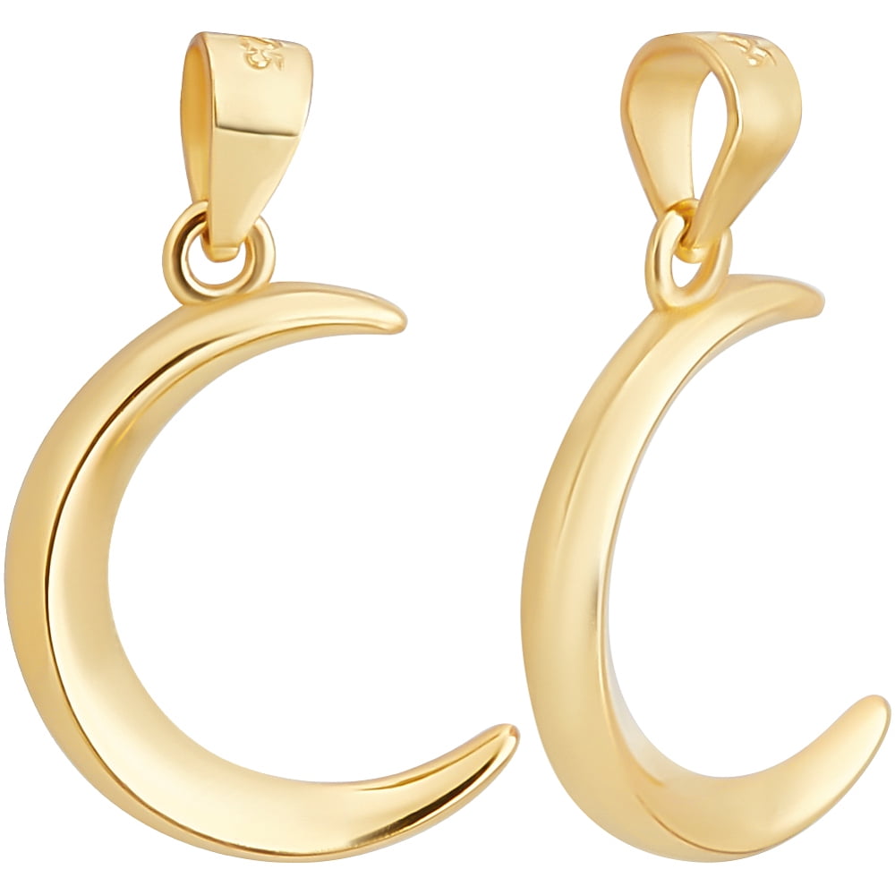 1 Box 2Pcs Gold Moon Charms 925 Sterling Silver Crescent 3D Moon Charm ...