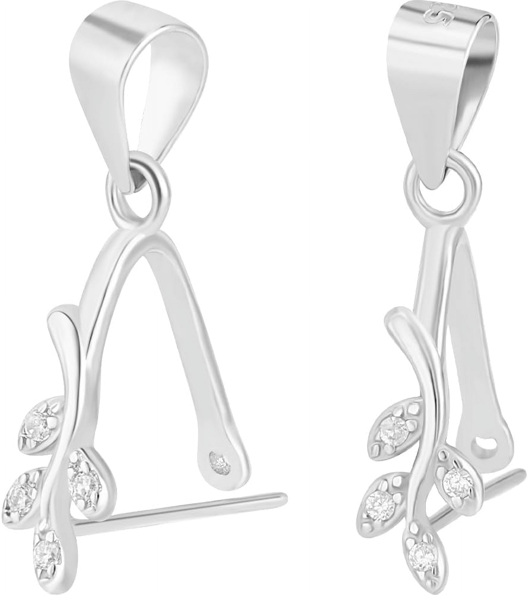 1 Box 2Pcs Pinch Bails Clasp Rhodium Plated 925 Sterling Silver Ice ...