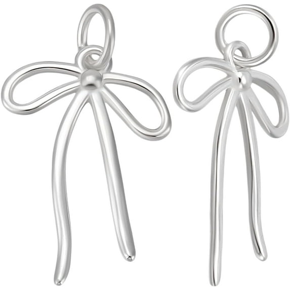 1 Box 2Pcs Ribbon Charms 925 Sterling Silver Dangle Bowknot Charms with ...