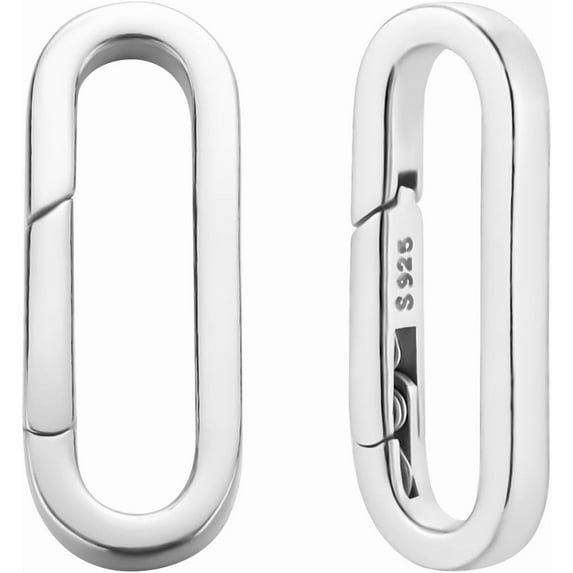 1 Box 2Pcs Spring Oval Ring Platinum Plated 925 Sterling Silver Trigger ...