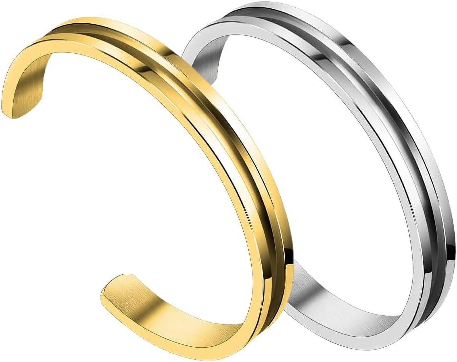1 Box 2Pcs Stainless Steel Bangle Bracelet Blanks Grooved Inlay Cuff ...