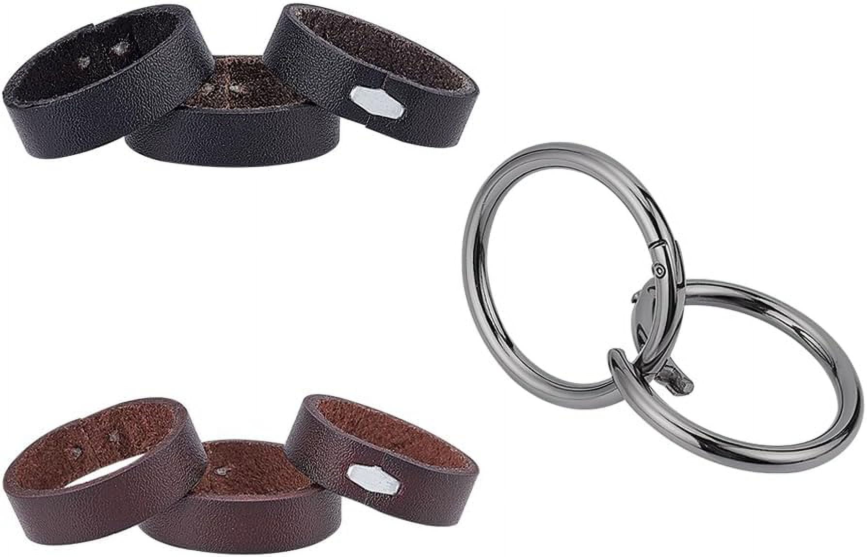 1 Box 2Sets 2 Color Cowhide Leather Loop Keepers with Zinc Alloy Spring ...