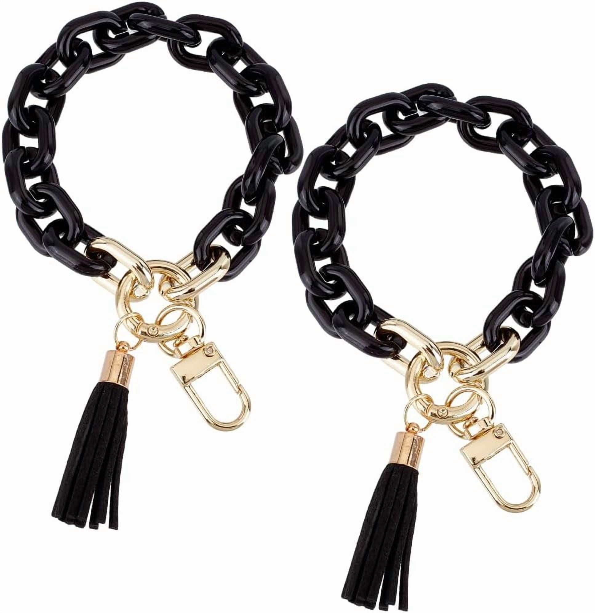 1 Box 2pcs Black Bracelet Keychain Wristlet Keychain Tassels Cute ...