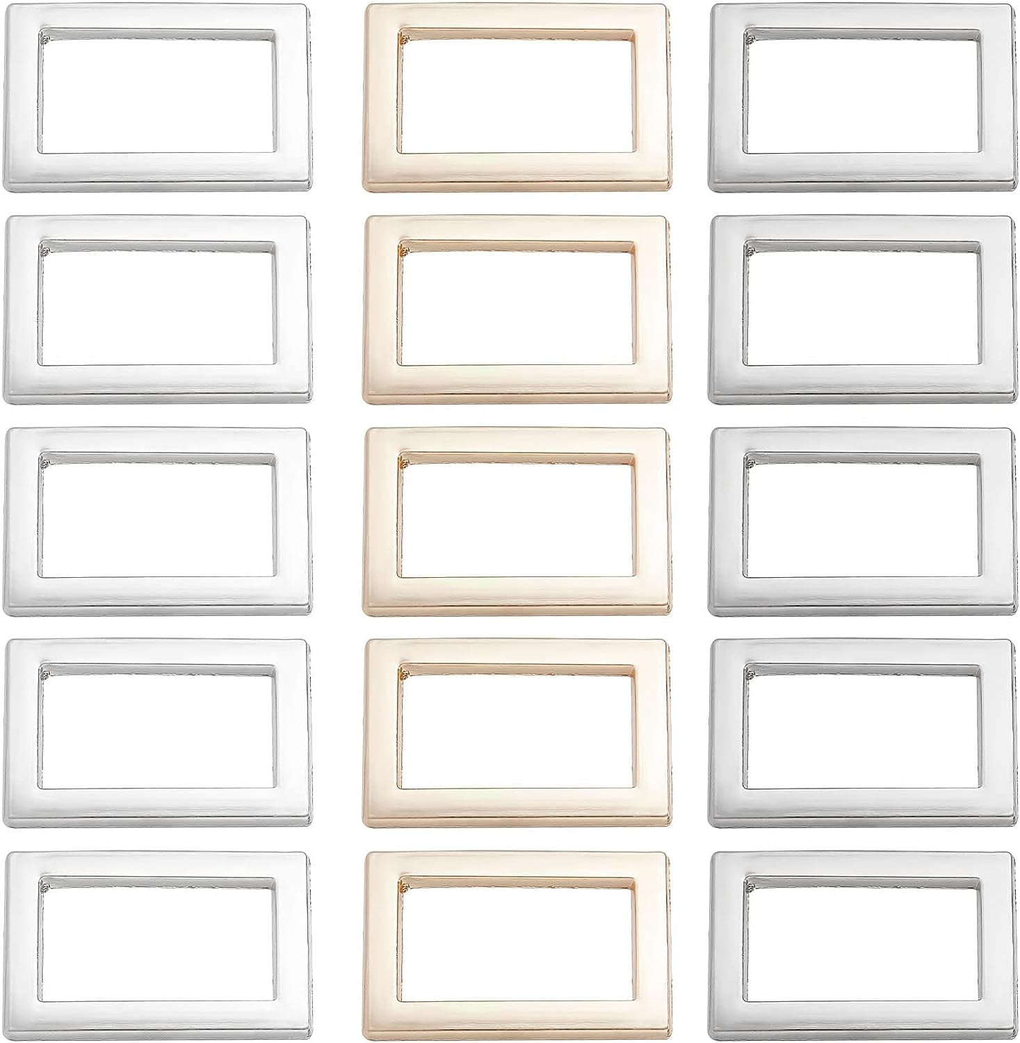 1 Box 3 Colors 15PCS Metal Flat Rectangle Rings Buckle 4/5"(20mm ...