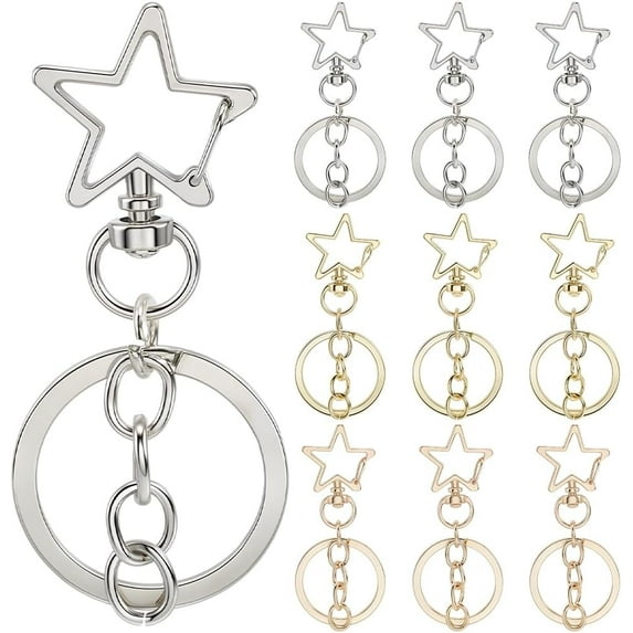 1 Box 3 Colors 18Pcs Star Shaped Keychain Clip Star Keychain Clasp Bulk ...