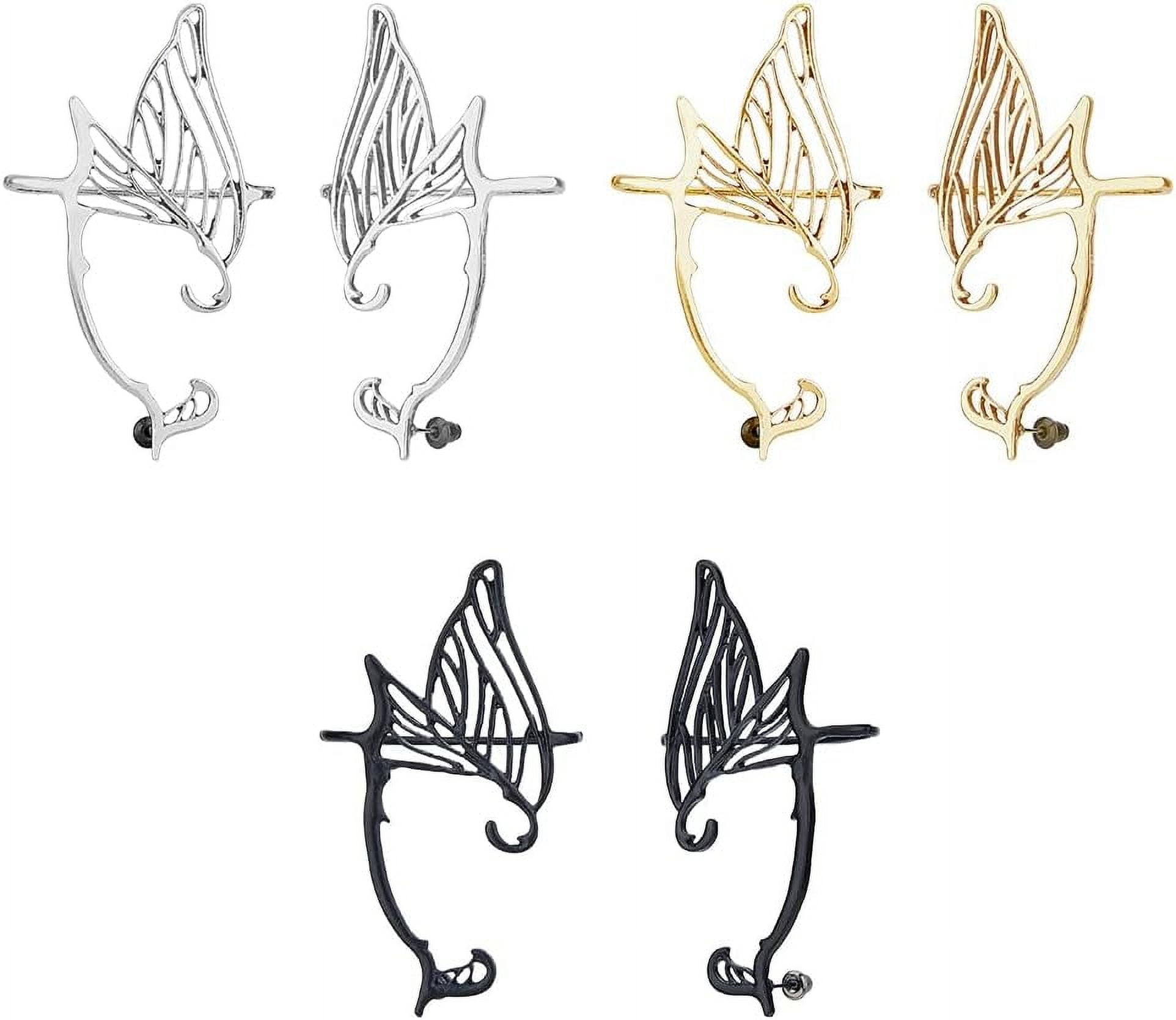 1 Box 3 Colors Wing Ear Cuffs Earrings 3 Pairs Vintage Elves Ear Cuff ...
