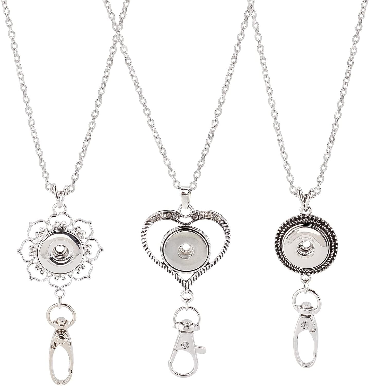 1 Box 3 Style Flower Heart Snap Button Badge Holder Snap Button ...