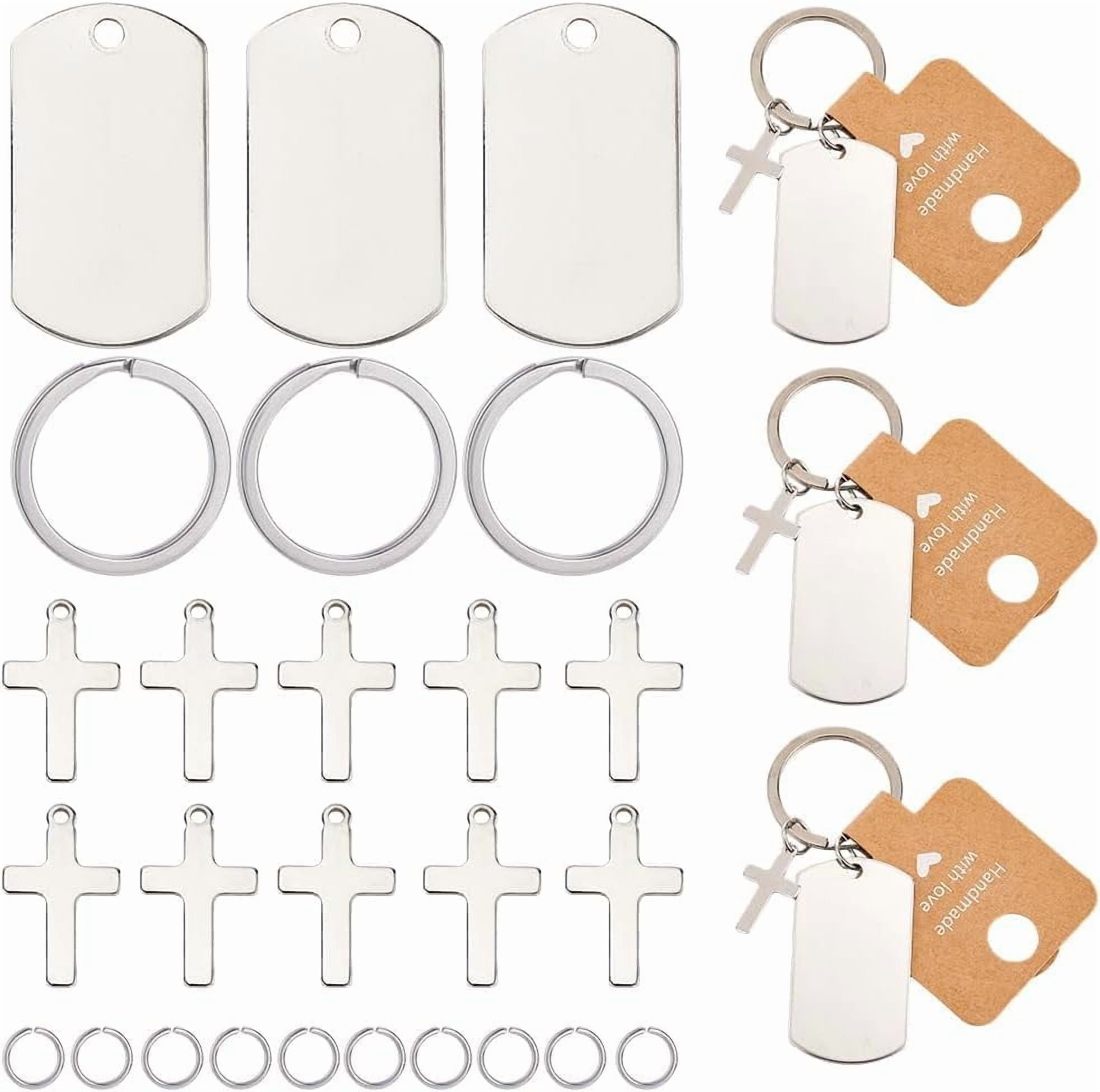 1 Box 30 Pack Engravable Keychains Blank Metal Stamping Blank Tags ...