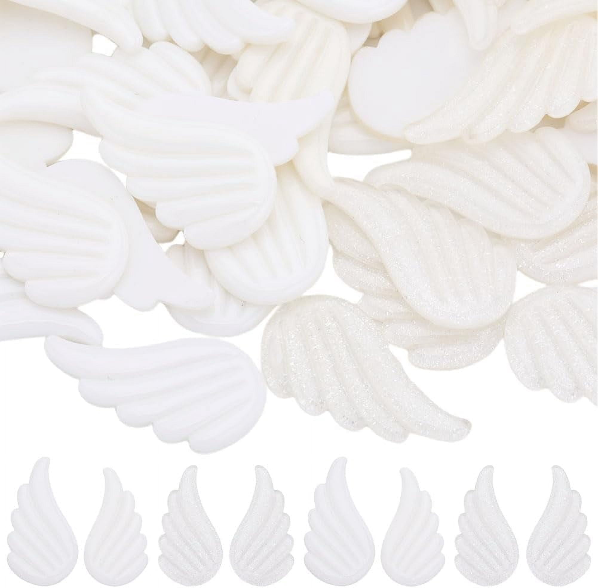 1 Box 30 Pairs White Angel Wing Charms Christmas Resin Cabochon Mini ...