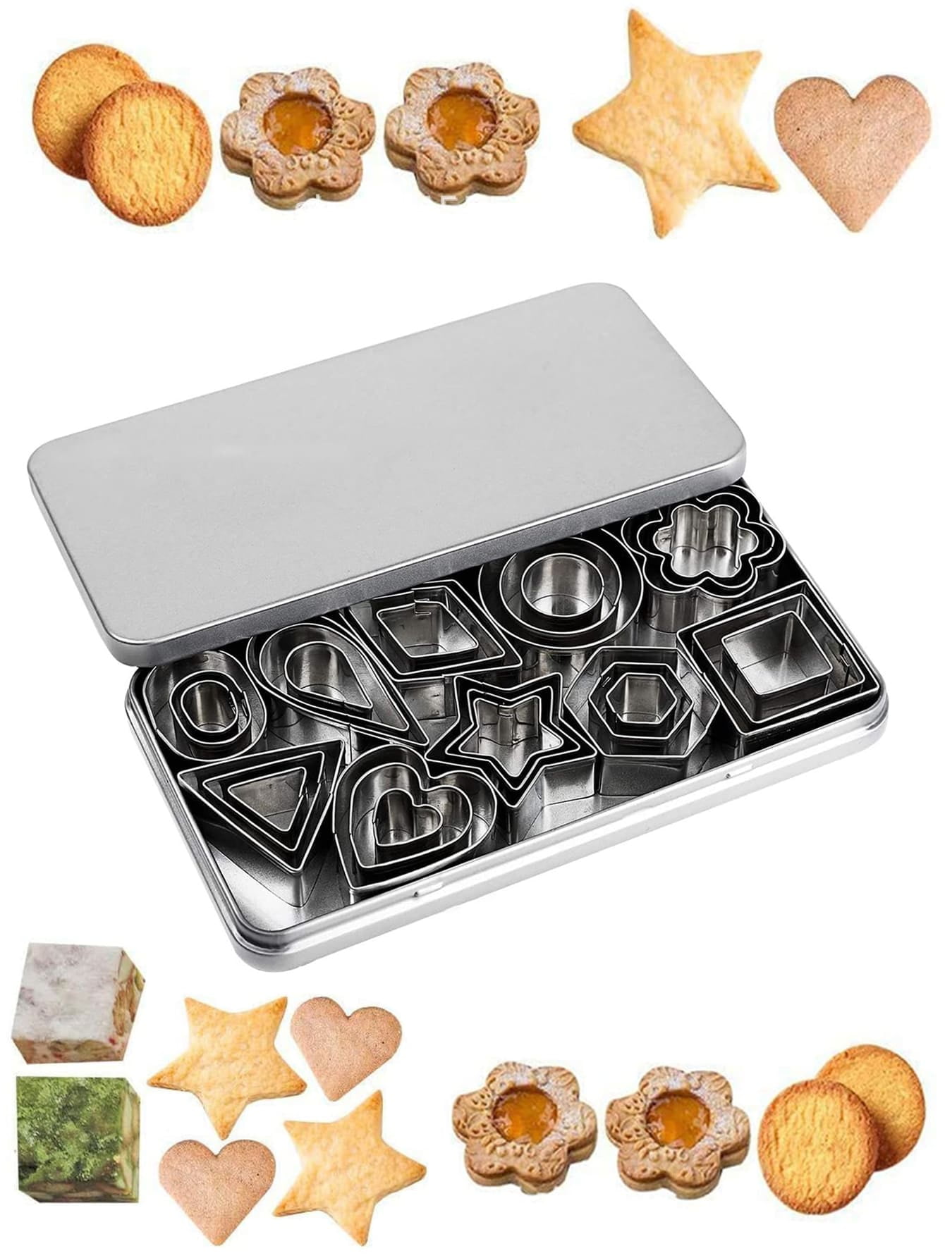 1 Box 30 X Cookie Cutters, Fondant Cookie Cutters,Ten Shapes In Three ...
