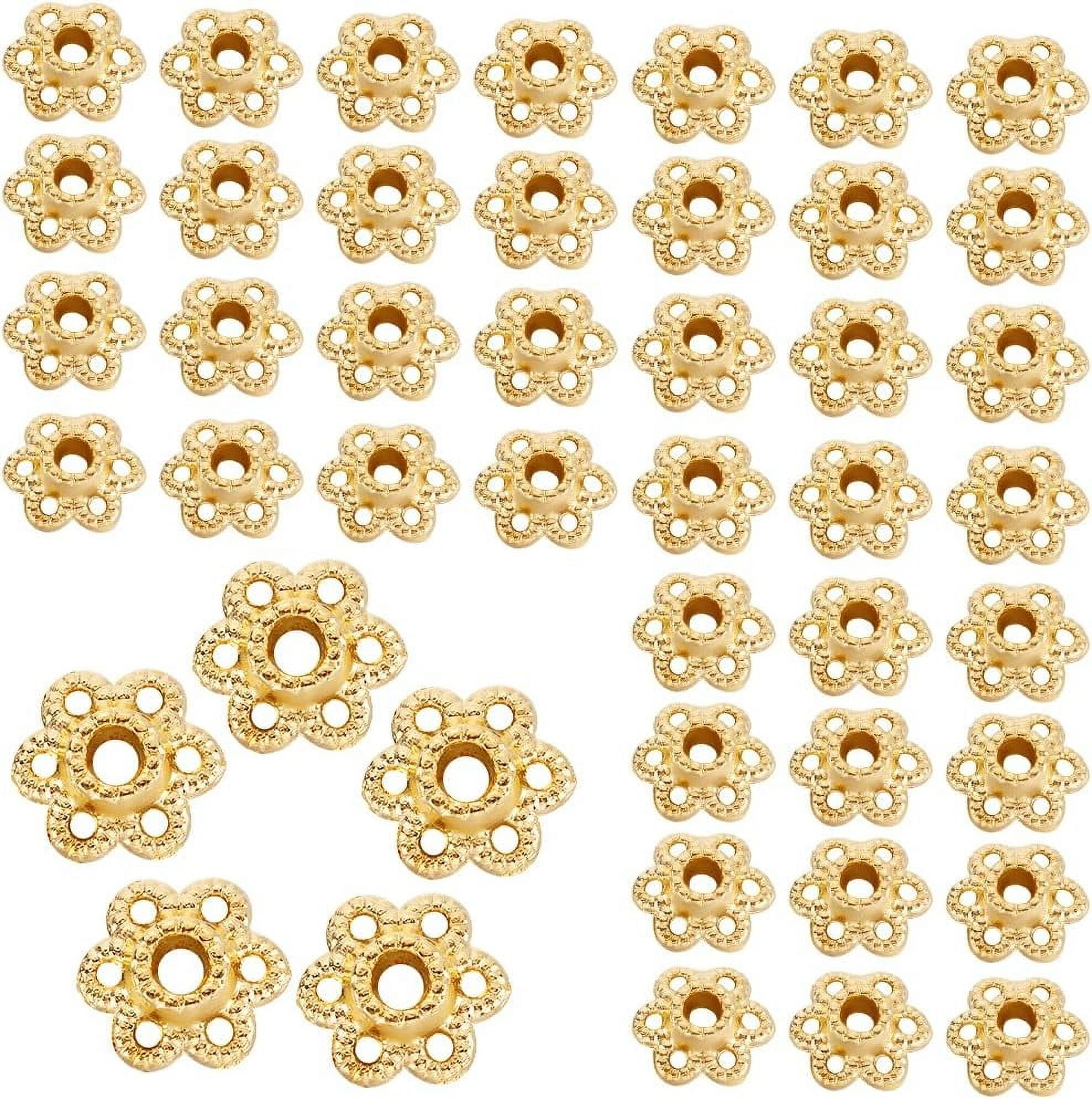 1 Box 300PCS 6mm Alloy Flower Beads Caps Filigree Flower Beads Gold ...