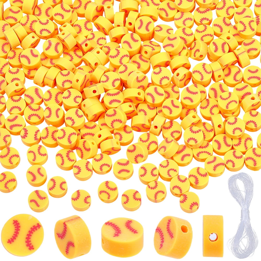 1 Box 300PCS Polymer Clay Baseball Beads with Small Holes Xmas Yellow ...