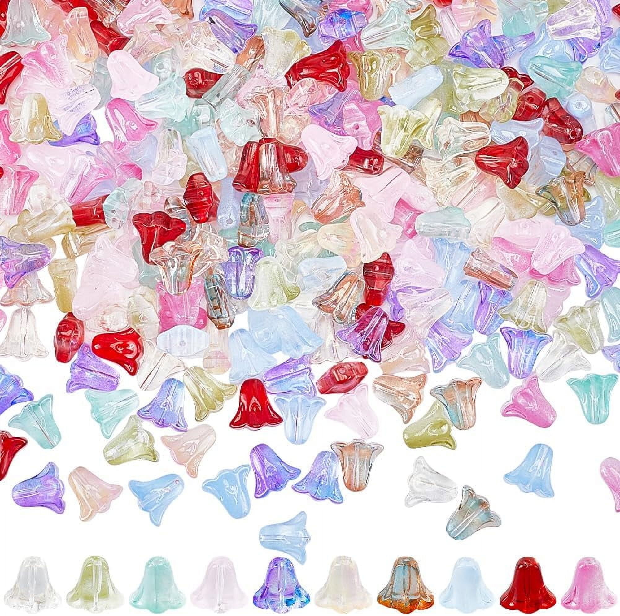 1 Box 300Pcs 10 Colors Glass Flower Bead Caps Flower Shaped Beads Bulk ...