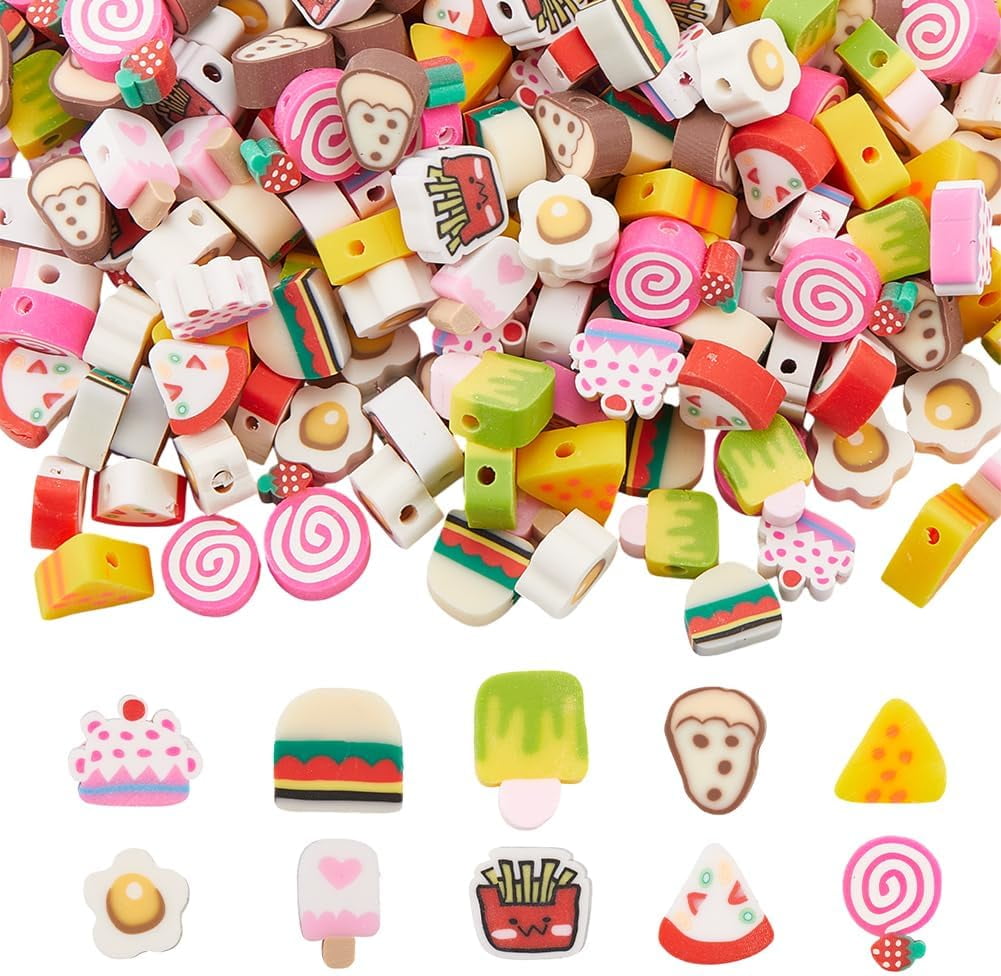 1 Box 300Pcs 10 Styles Food Bead Handmade Polymer Clay Beads Bulk ...
