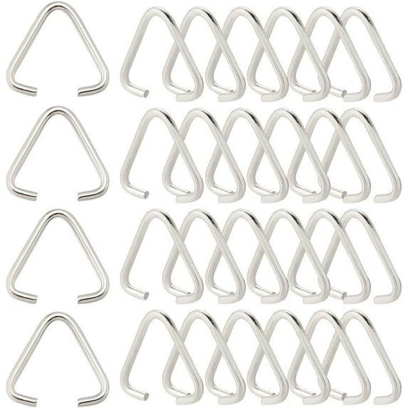 1 Box 300Pcs 16mm Triangle Open Jump Rings Silver Pinch Bails Buckle Clasps Hang Drops Iron ...