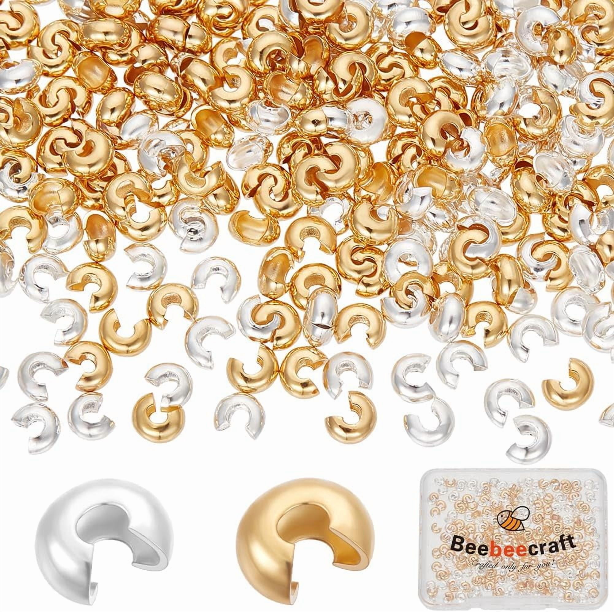 1 Box 300Pcs 18K Gold 925 Sterling Silver Plated Crimp Bead Covers ...