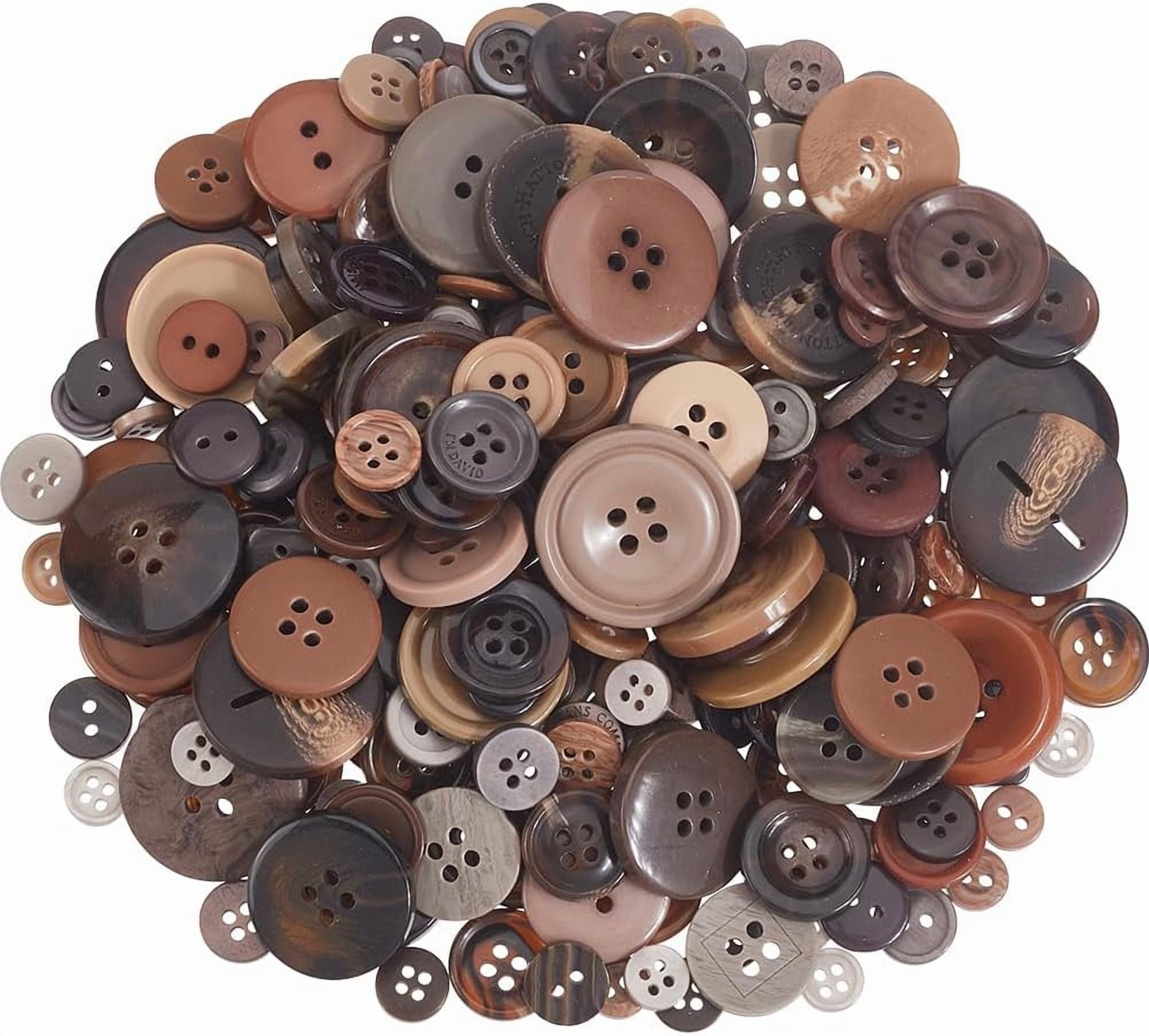 1 Box 300Pcs Brown Assorted Buttons Brown Sewing Buttons Bulk Flatback ...