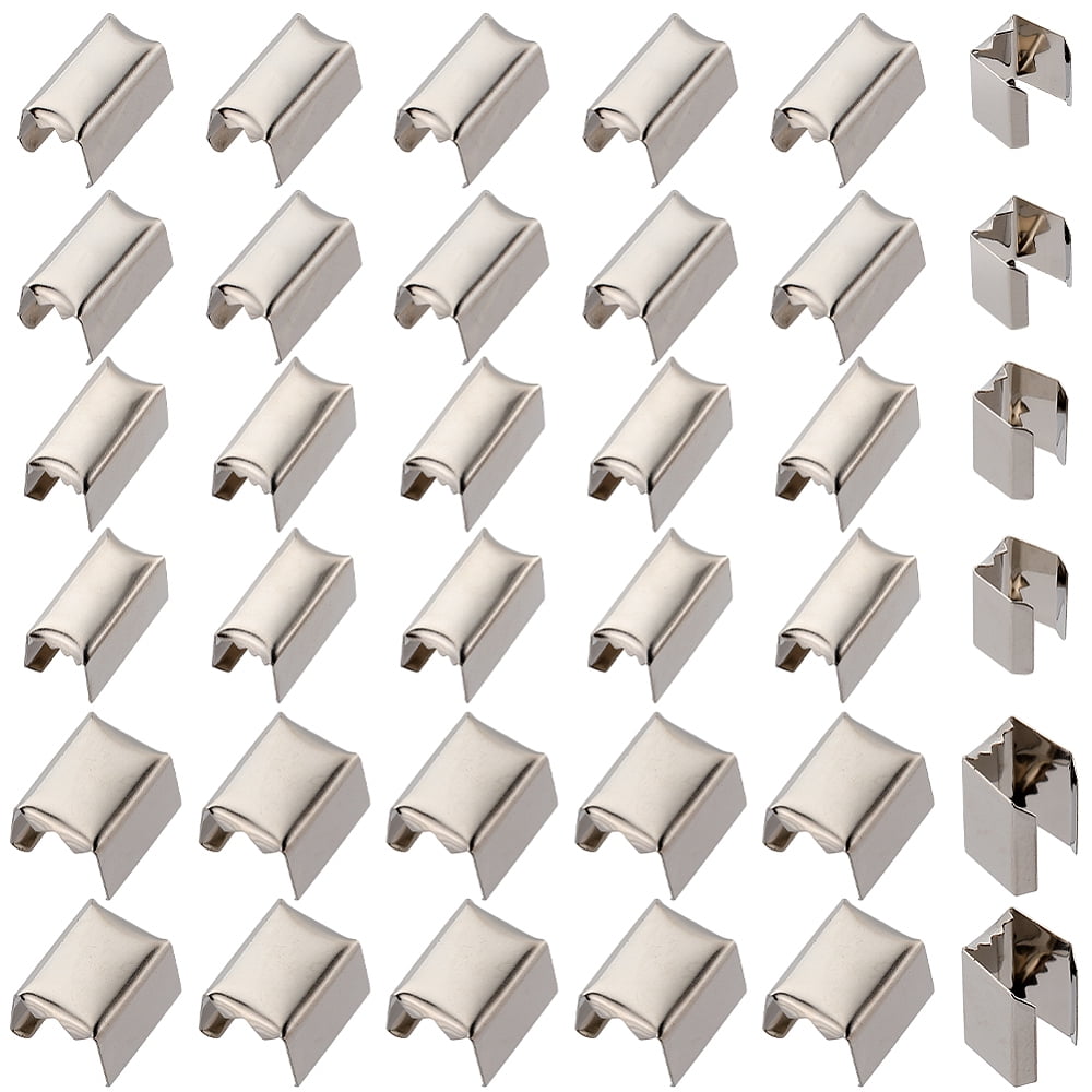 1 Box 300Pcs Fold Over Crimp Caps 3 Sizes Ribbon End Clasp Tips Clamp ...