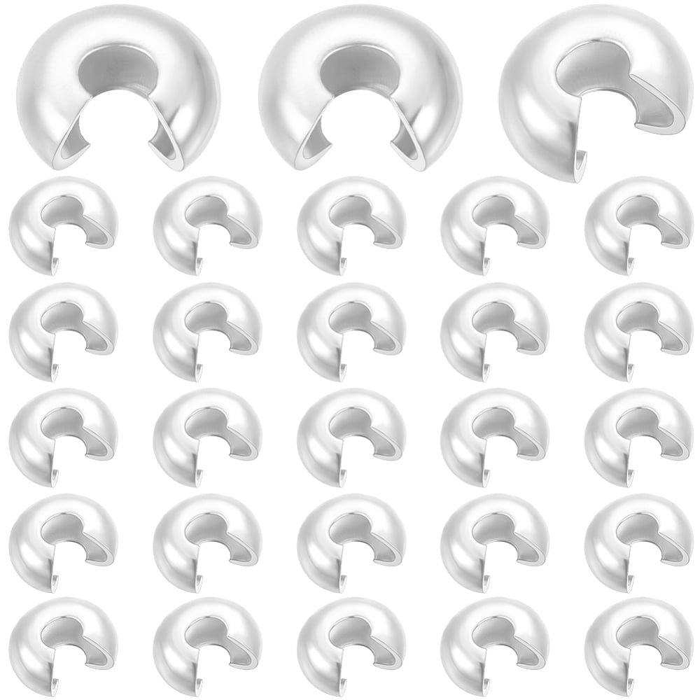1 Box 300Pcs Open Crimp Beads 925 Sterling Silver Plated Half Round ...