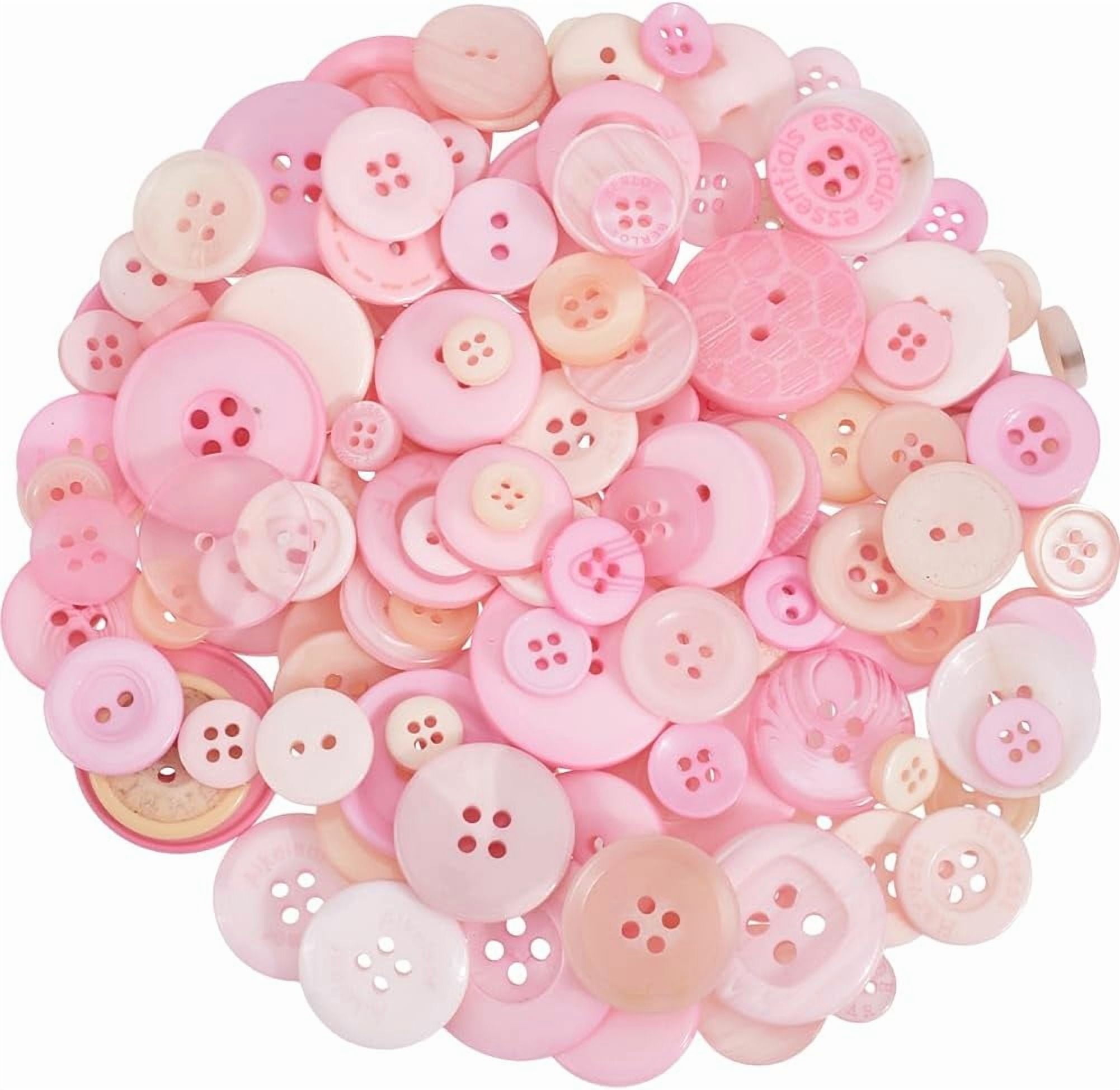 1 Box 300Pcs Pink Craft Buttons Pink Assorted Buttons Resin Bulk Round ...
