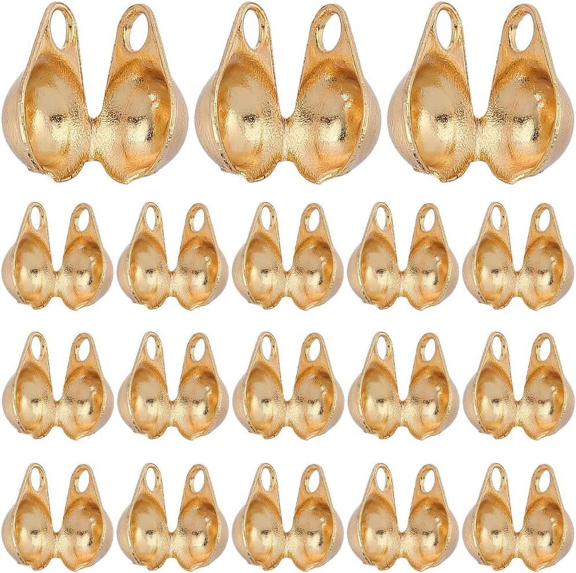 1 Box 300Pcs Real 18K Gold Plated Bead Tip 304 Stainless Steel Knot ...