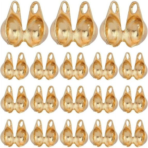 1 Box 300Pcs Real 18K Gold Plated Bead Tip 304 Stainless Steel Knot ...