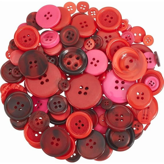 1 Box 300Pcs Red Craft Buttons Red Buttons Assorted Sizes Bulk Resin 2 ...