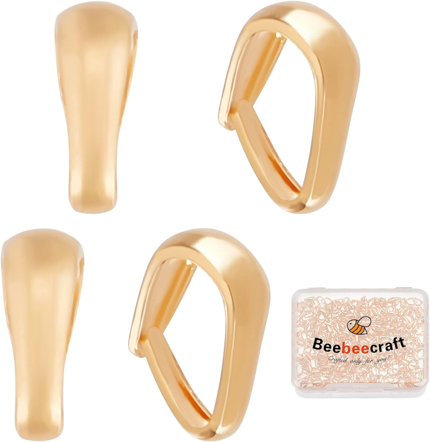 1 Box 300Pcs Snap Bail Hook 18K Gold Plated Brass Pinch Clip Clasp Bail ...