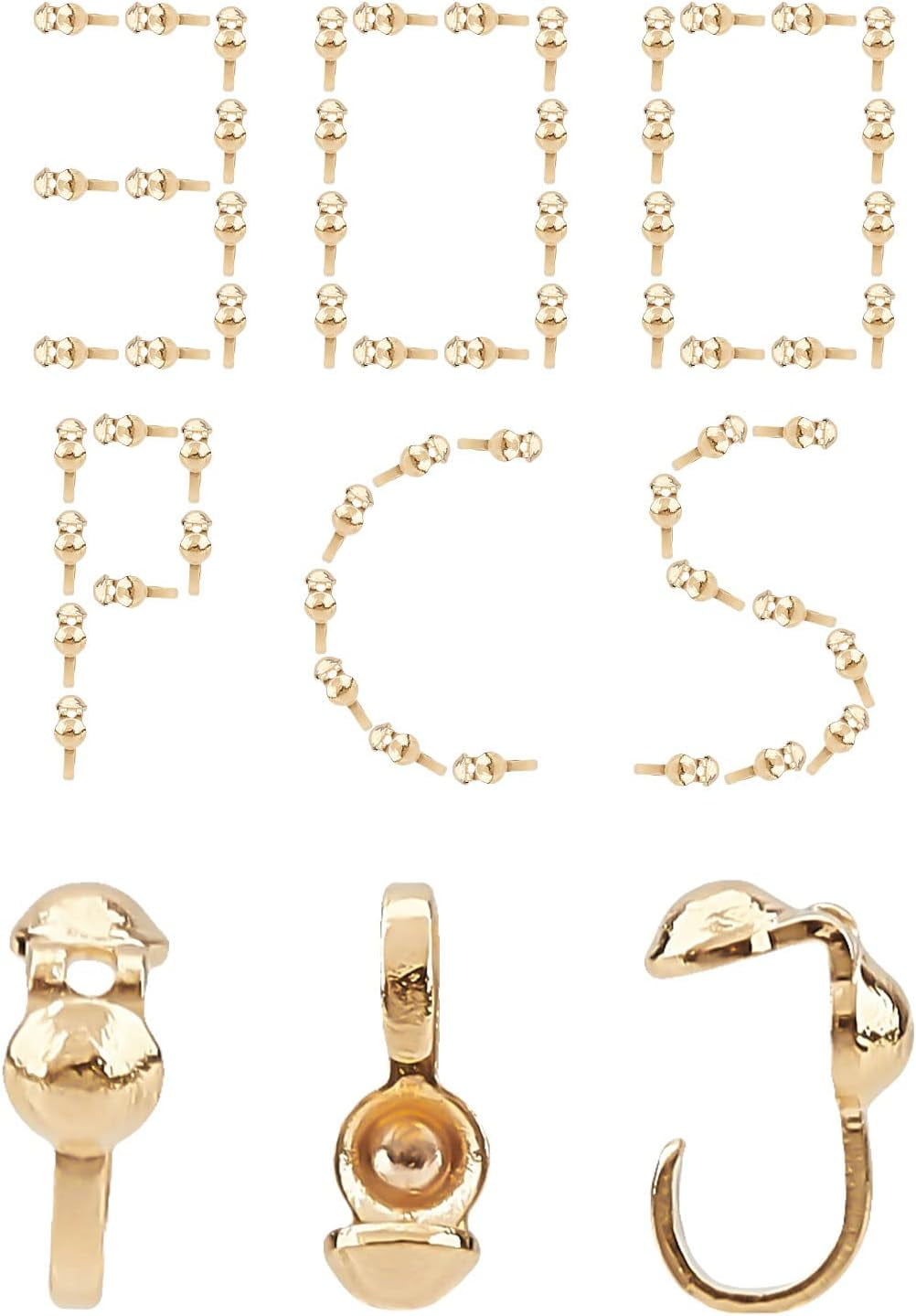 1 Box 300pcs Metal Open Bead Tips Knot Covers 18k Gold Plated Brass ...