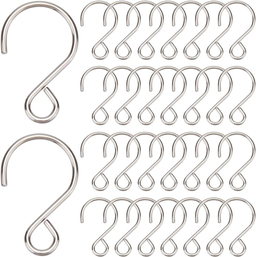 1 Box 300pcs Stainless Steel S Hooks Small S Shaped Hook Tiny Miniature ...