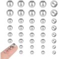 1 Box 304 Stainless Steel Beads with Rubber Inside Slider Beads ...