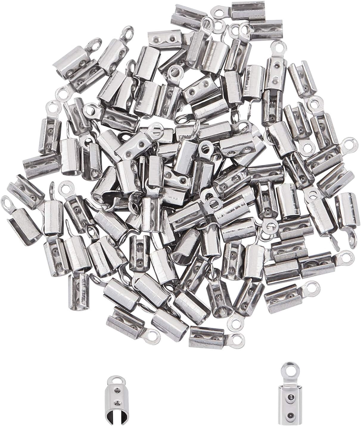 1 Box 304 Stainless Steel Folding Crimp Ends Stainless Steel Color 8 ...