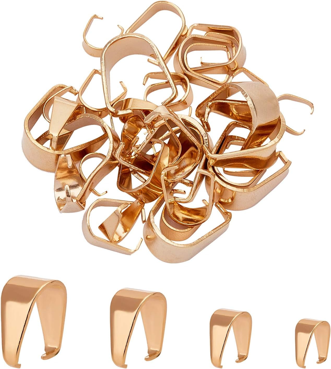 1 Box 304 Stainless Steel Snap on Bails Golden 6.5~13x6~12x3~7mm Inner ...