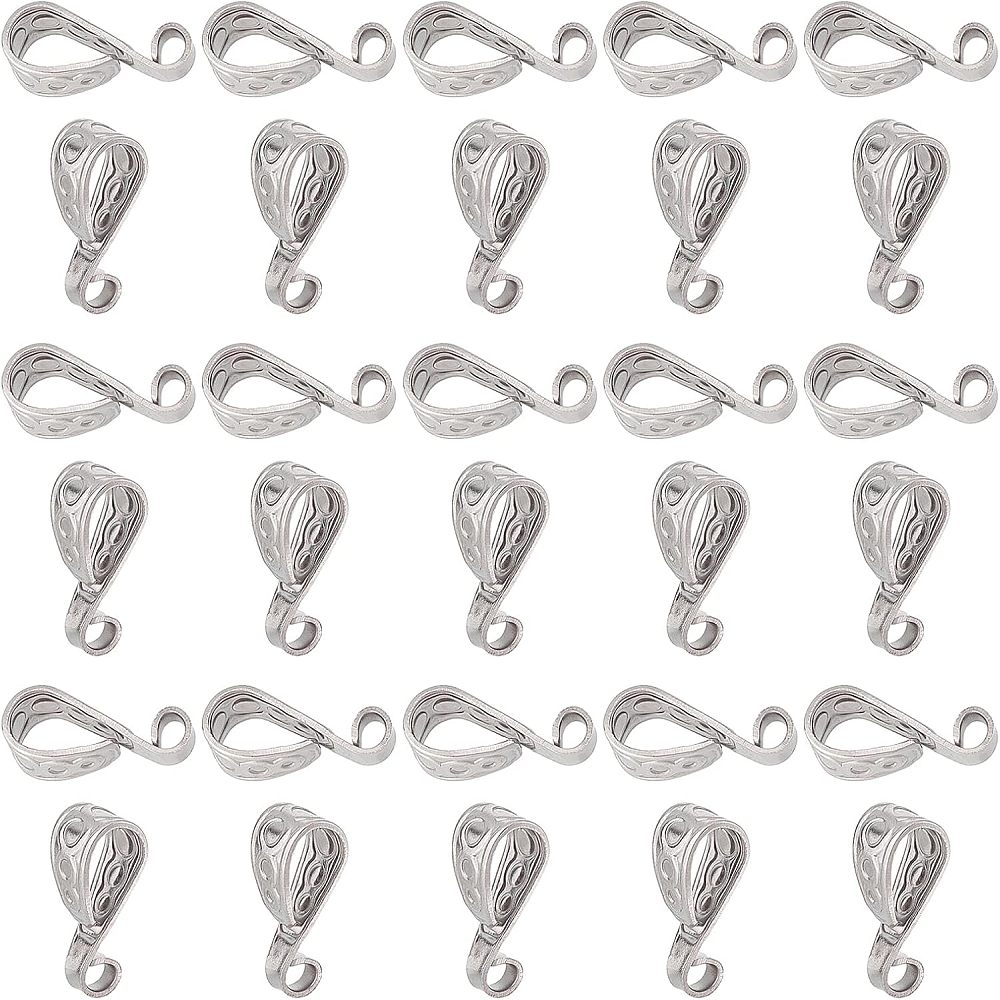 1 Box 304 Stainless Steel Tube Bails Loop Bails Bail Beads Teardrop ...