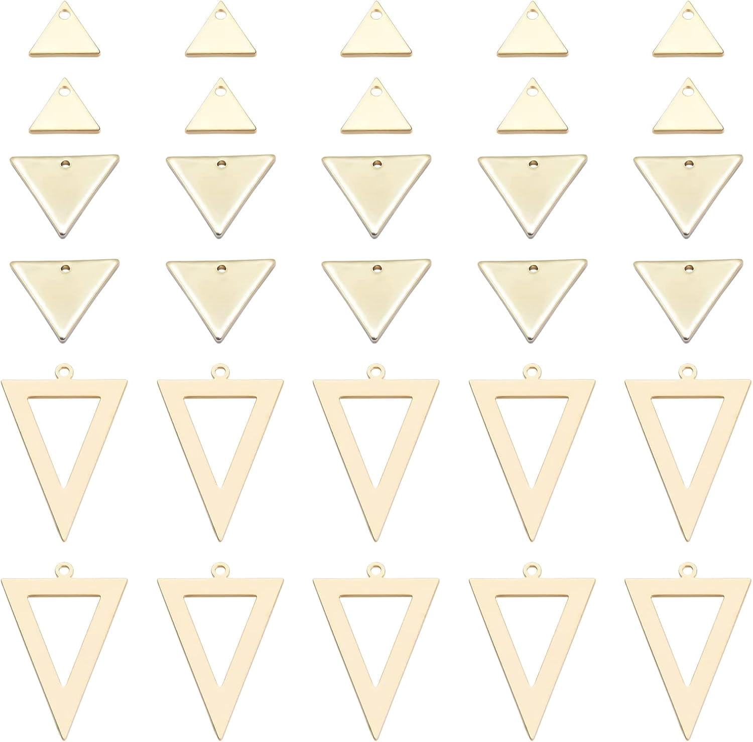 1 Box 30PCs 3 Styles Real 18K Gold Plated Pendants Brass Triangle ...