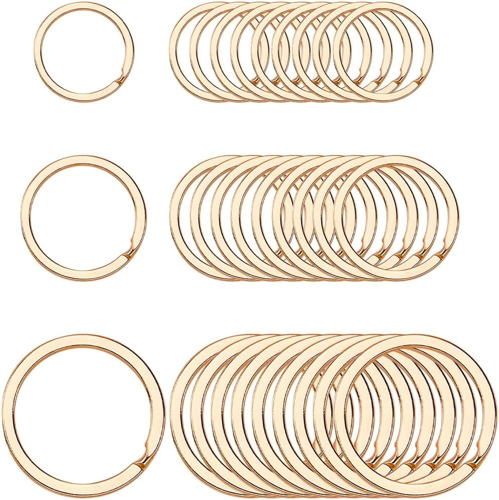 1 Box 30Pcs 0.79/0.98/1.26 Inch Gold Flat Key Ring Round Split Keyrings ...