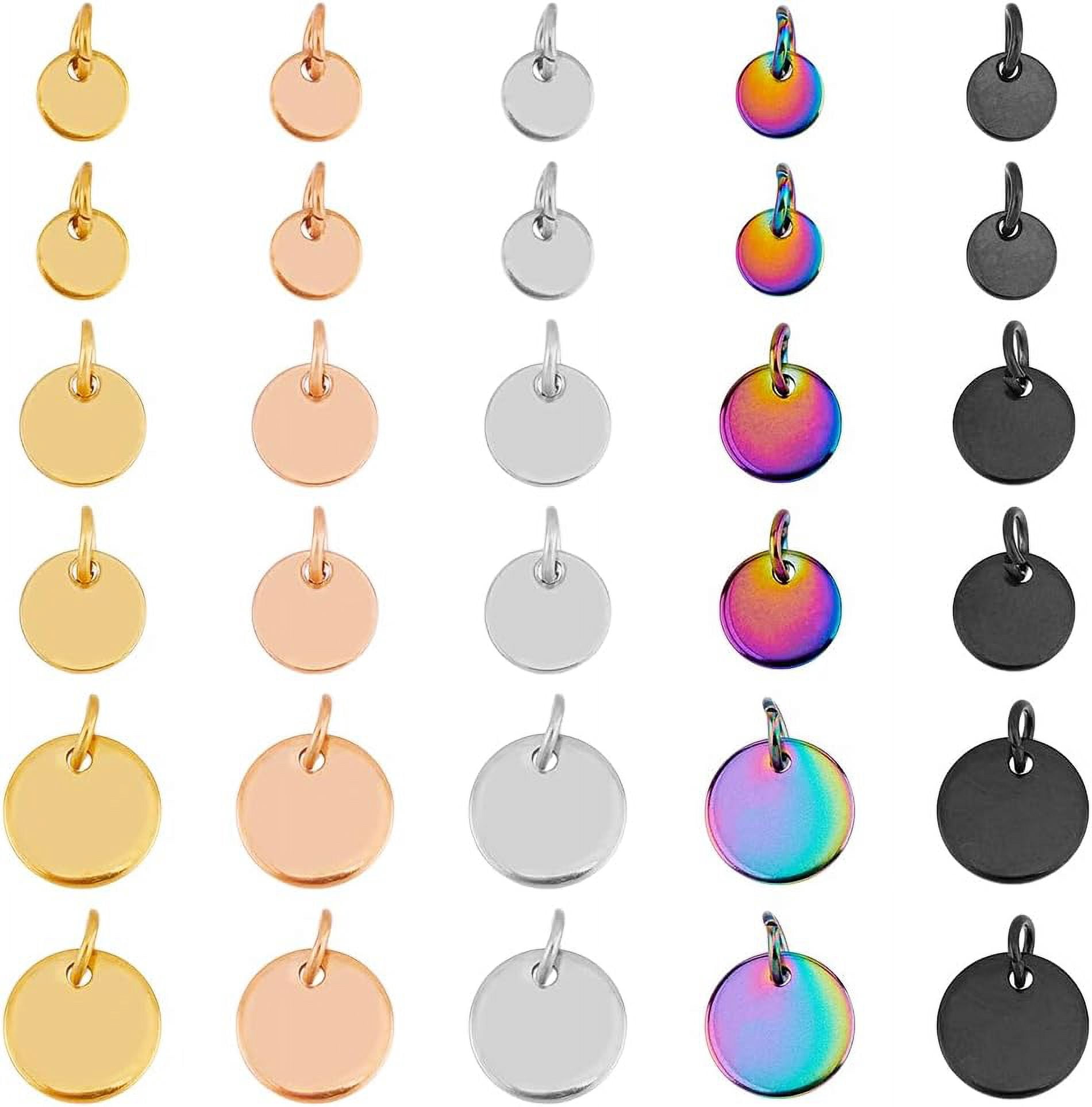 1 Box 30Pcs 15 Styles 304 Stainless Steel Charms with Jump Rings Blank ...