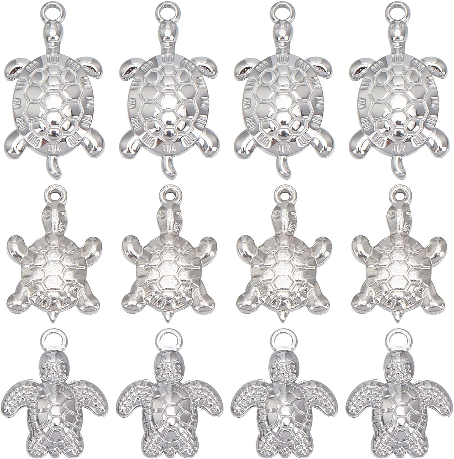 1 Box 30Pcs 3 Style Turtle Charms Turtle Charm Bulk Stainless Steel ...