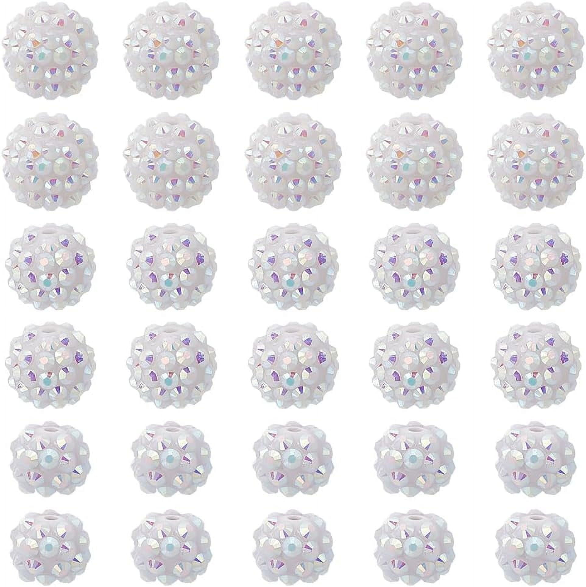 1 Box 30Pcs 3 Styles Acrylic & Resin with Rhinestone Round Beads ...