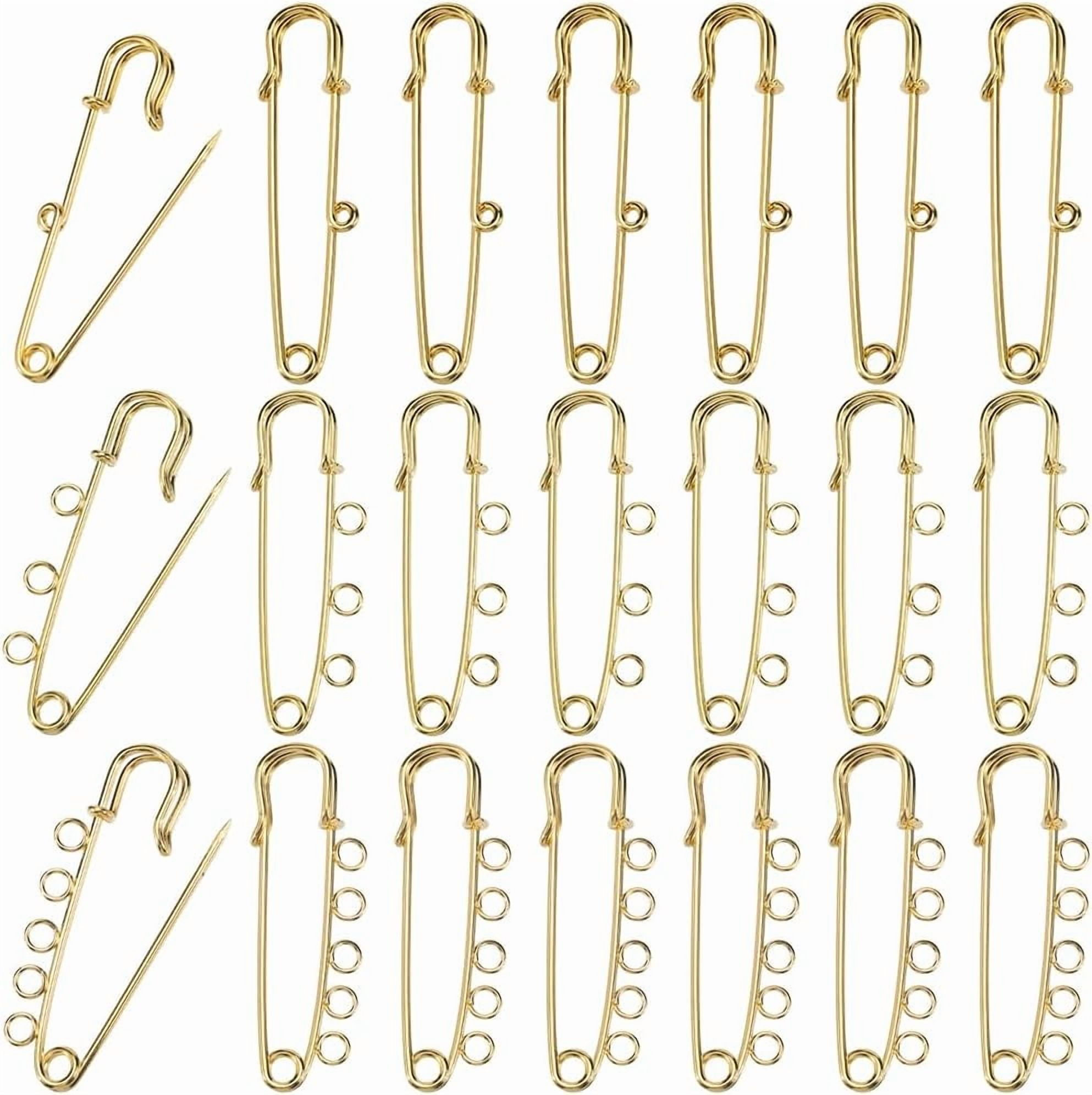 1 Box 30Pcs 3 Styles Gold Safety Pin Small Kilt Pins Bulk Metal Iron Heavy Duty Fastener Loops ...