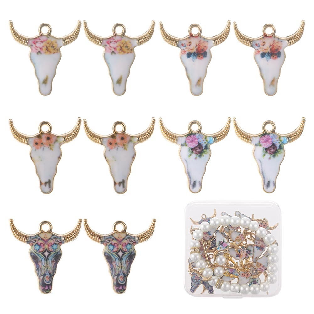 1 Box 30Pcs 5 Colors Bull Charms Gold Bull Charm Bulk Western Cow Head ...