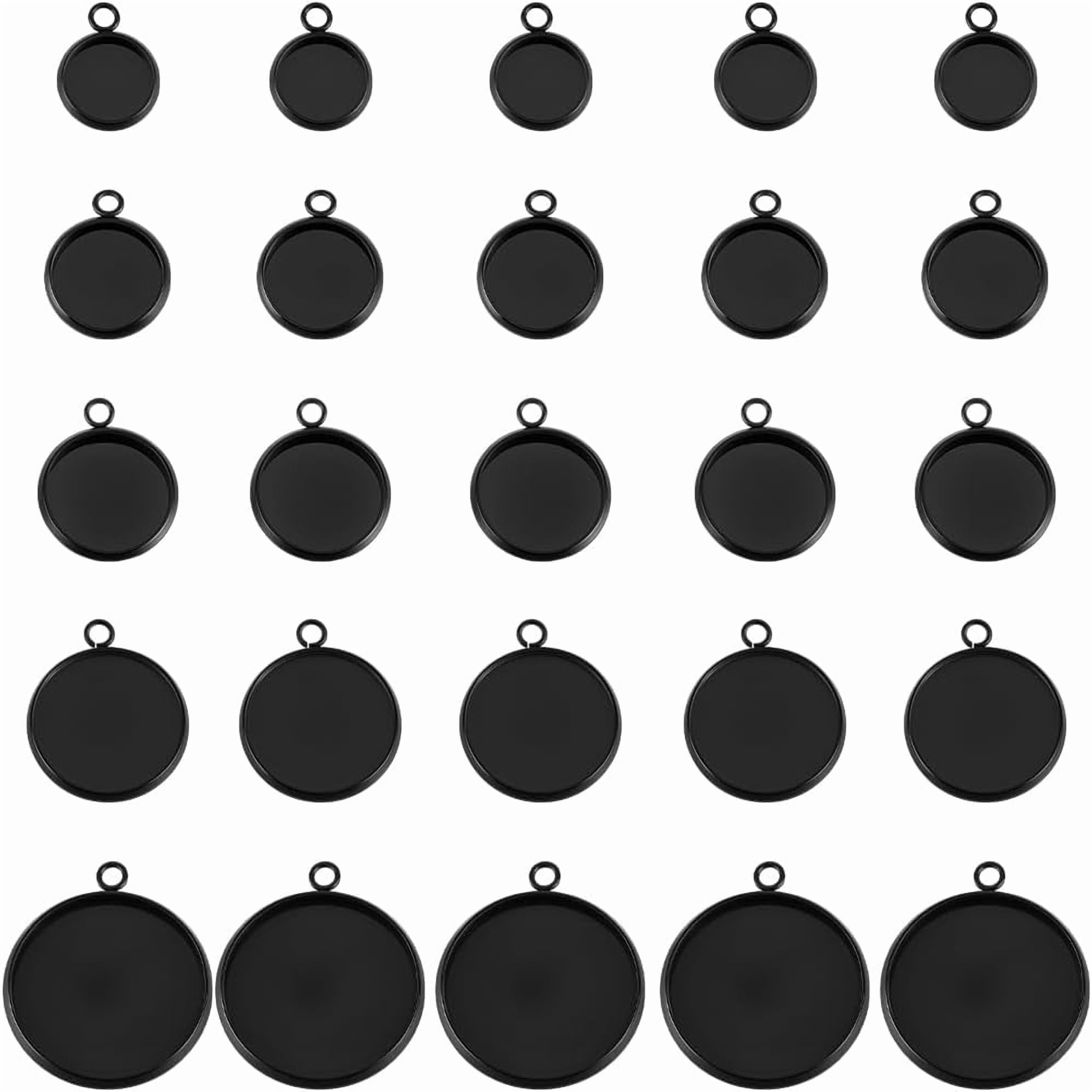 1 Box 30Pcs 5 Sizes Bezel Pendant Blanks Cabochon Settings Trays ...