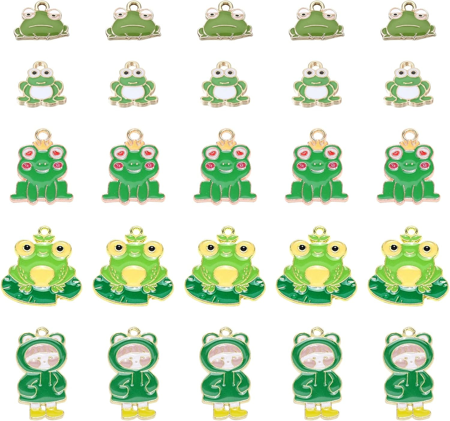 1 Box 30Pcs 5 Style Enamel Frog Charms Metal Animal Dangle Pendants ...